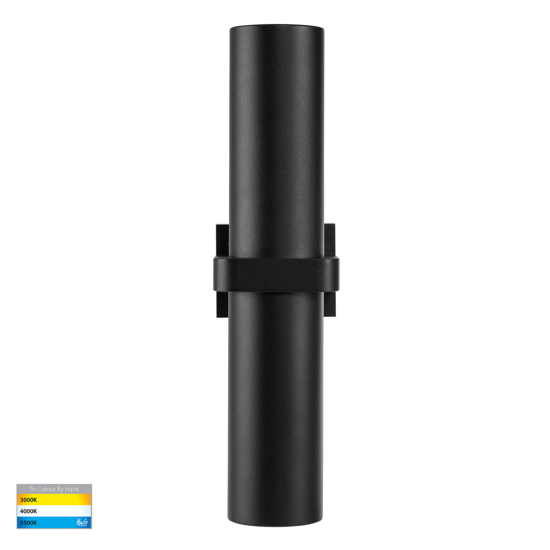 HV10291T - Luz Black TRI Colour Single Up & Down Wall Pillar Lights ...