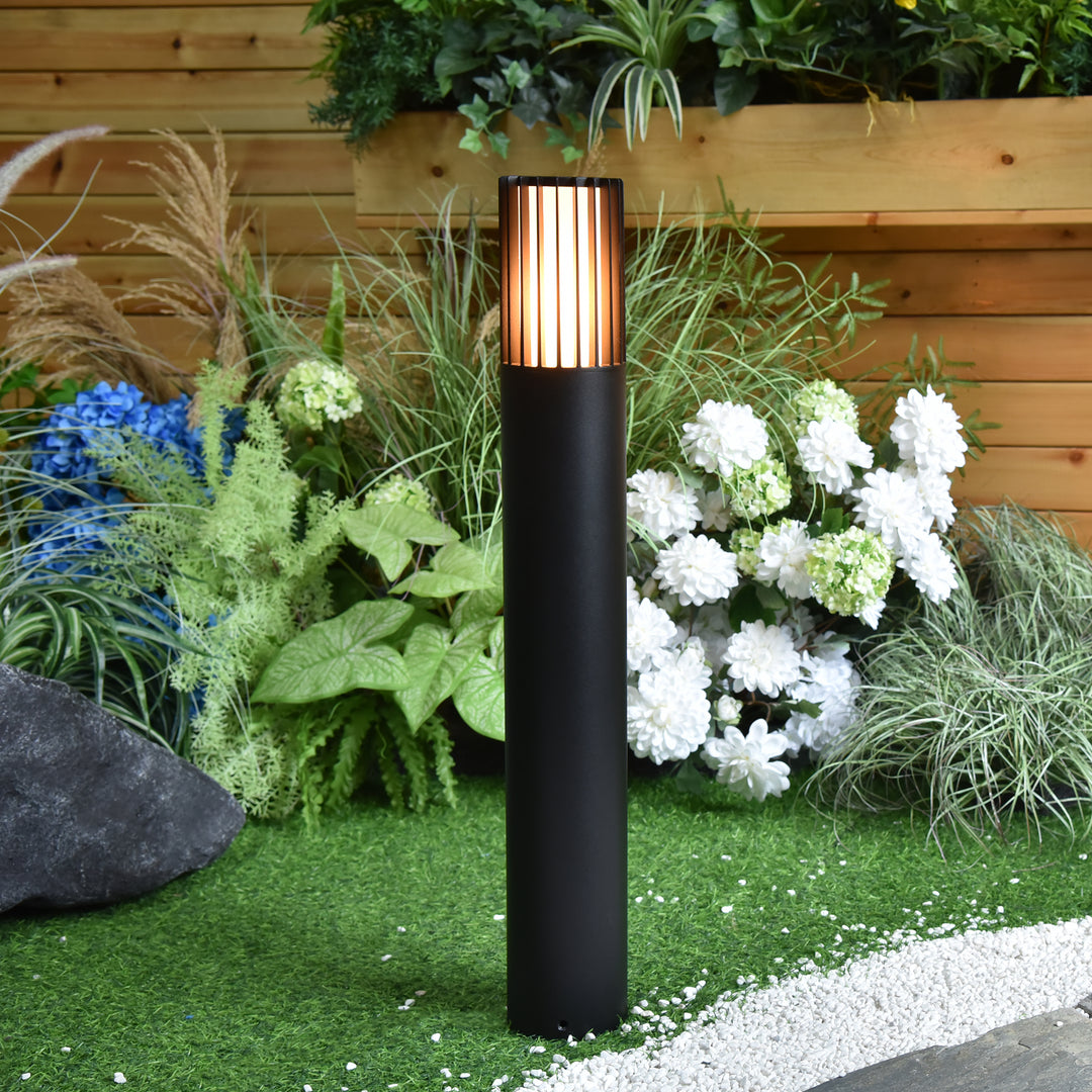 HV1693T-BLK-240V - Tenac Aluminium Black Tri Colour LED Bollard Light ...