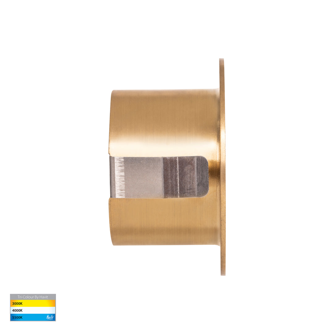 HV3206T-BR-12V - Mini Reces Brass Round TRI Colour Recessed LED Step L ...