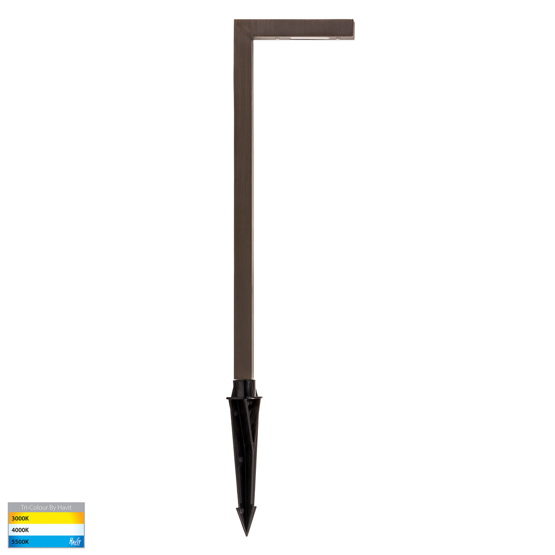 HV1459T-AB - Nedia Square 7w Tri Colour Antique Brass Garden Spike Lig ...