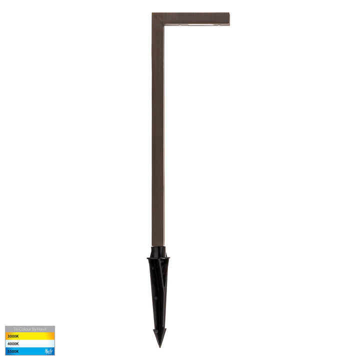 HV1459T-AB - Nedia Square 7w Tri Colour Antique Brass Garden Spike Lig ...