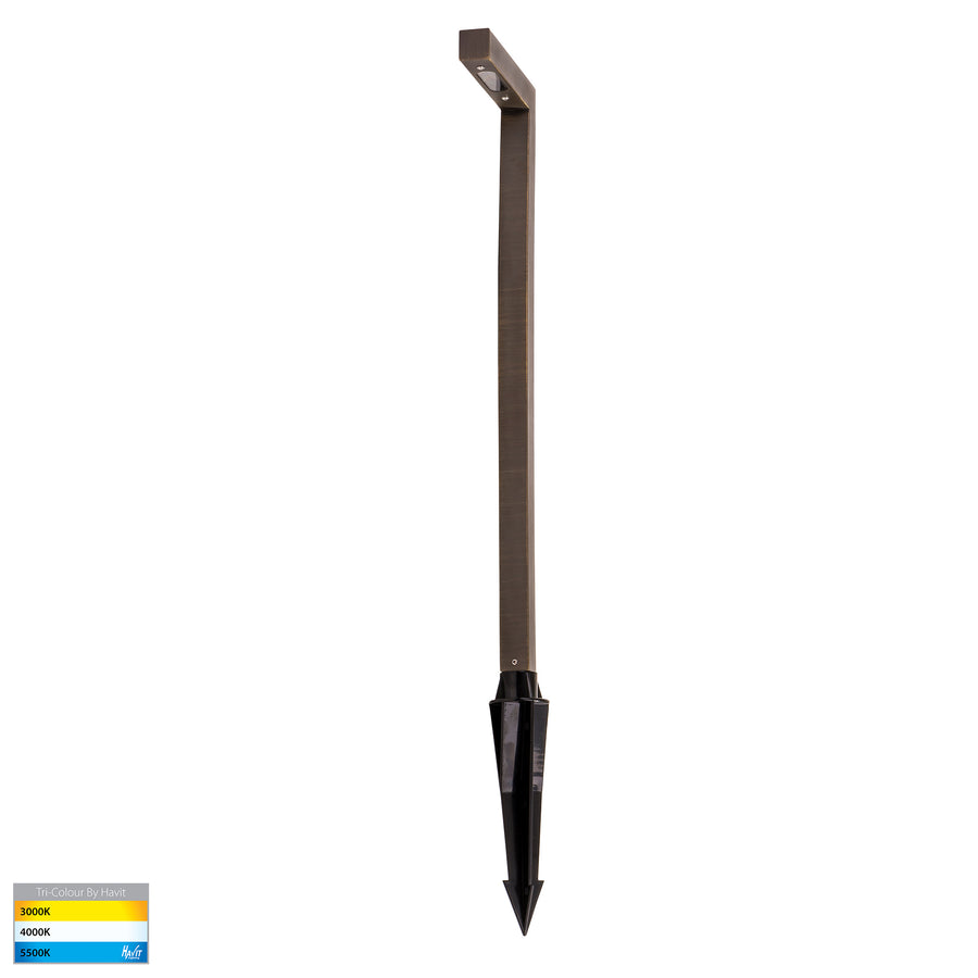 HV1459T-AB - Nedia Square 7w Tri Colour Antique Brass Garden Spike Lig ...
