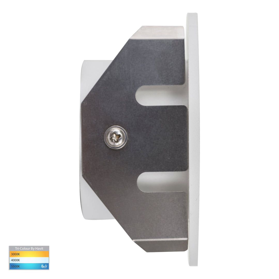 HV3205T-WHT-12V - Reces White Round TRI Colour Recessed LED Step Light ...